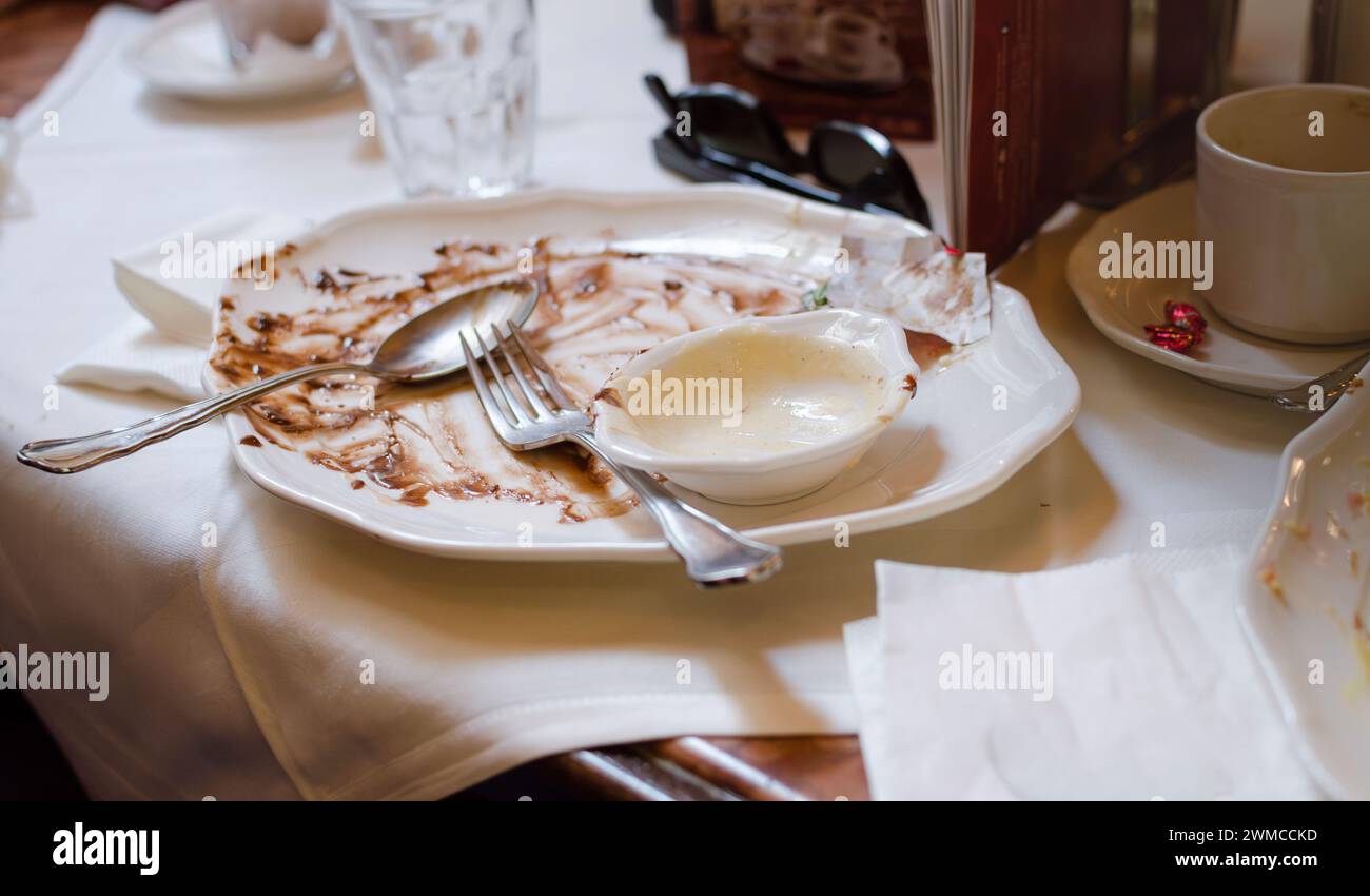 empty plates in restaurant, thank you for tipping background ...