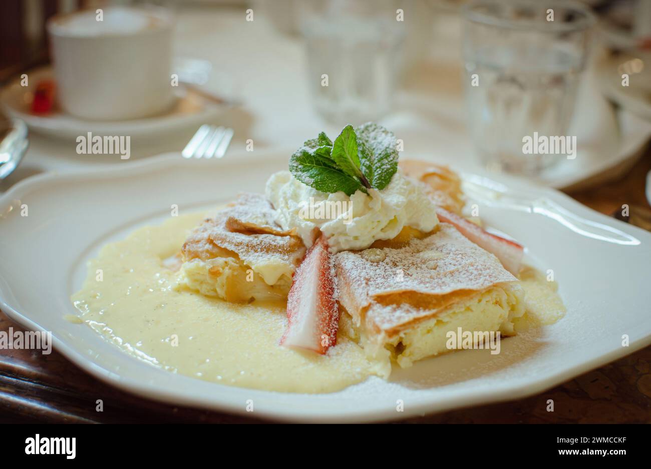 creamiest cremsnit, cremeschnitte appetizing dessert with vanilla cream ...