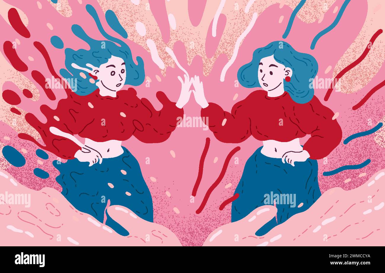 Self aware. Accept yourself. Girls consciousness. Psychology person ...