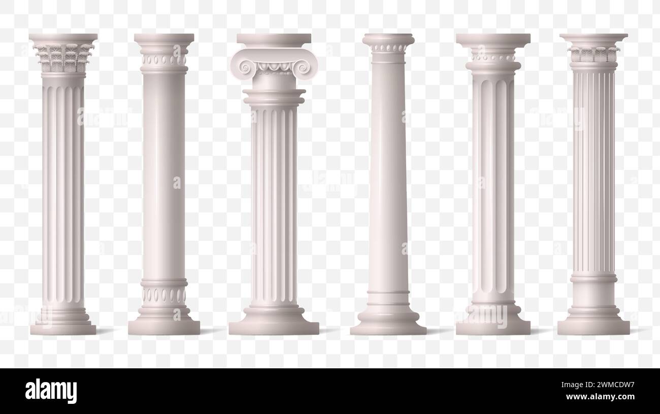 Greek pillars. Roman ancient columns from 3d marble greece temple, antique corinthian sculpture ...