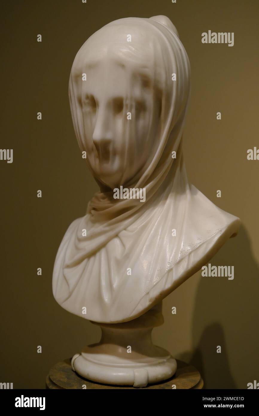 The marble statue Veiled Bust aka The Veiled Nun possibly by Italian ...