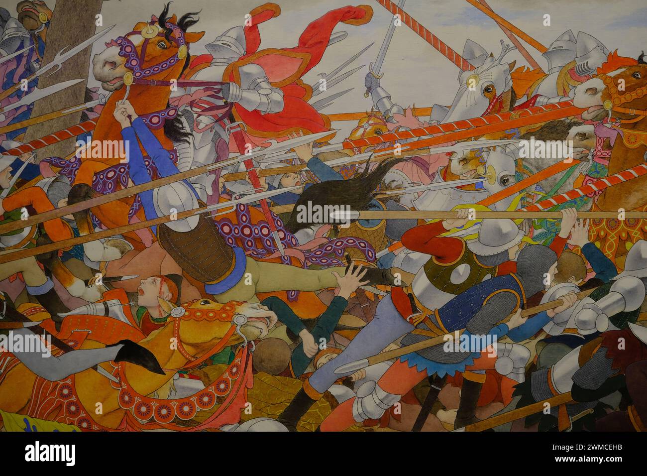 A closed up view of the oil painting of The Turmoil of Conflict (Joan ...