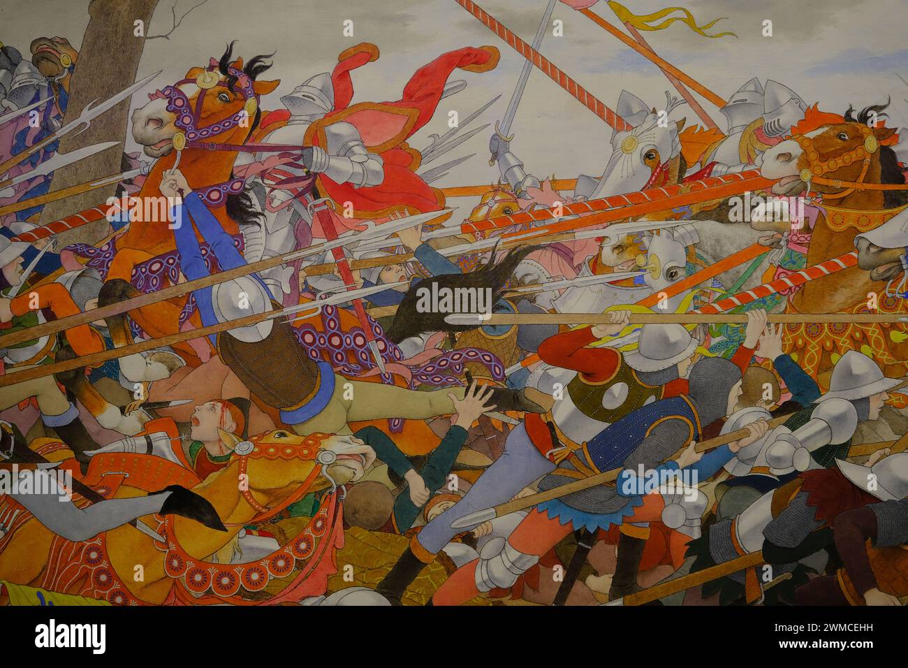 A closed up view of the oil painting of The Turmoil of Conflict (Joan ...