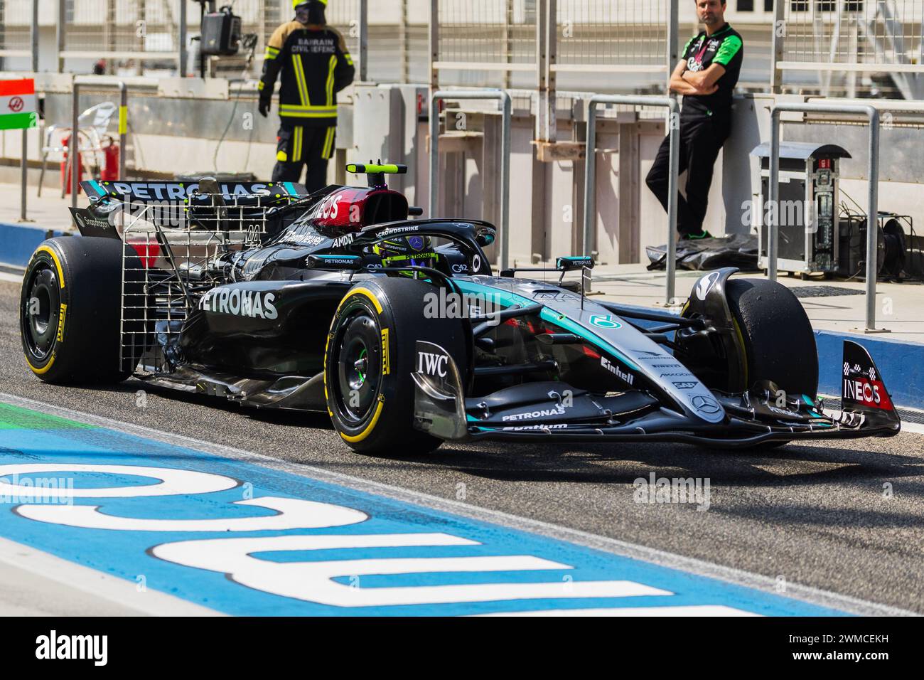 MANAMA, BAHRAIN, Bahrain International Circuit, 23.Feb.2024: Lewis Hamilton of Great Britain and ...