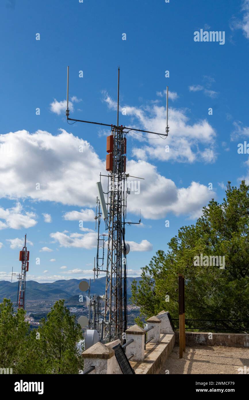 antennas installed among trees and vegetation in a natural environment ...