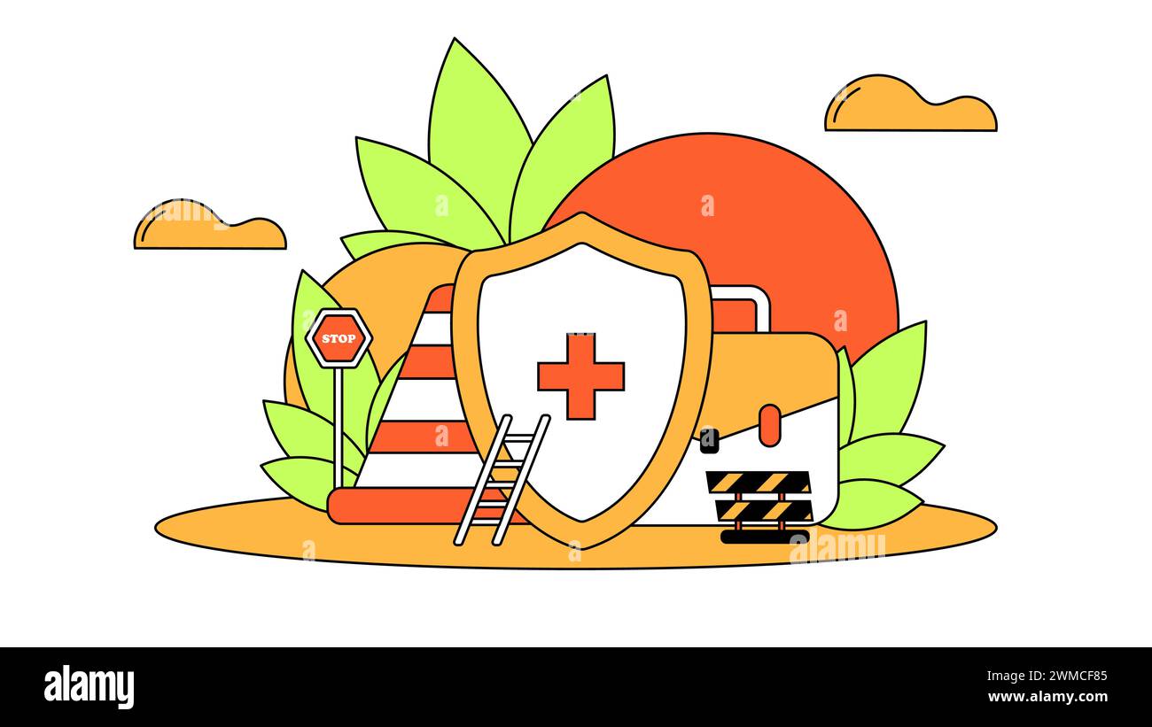 Occupational Safety and Health Administration. Labor Protection. Vector flat OSHA banner ...