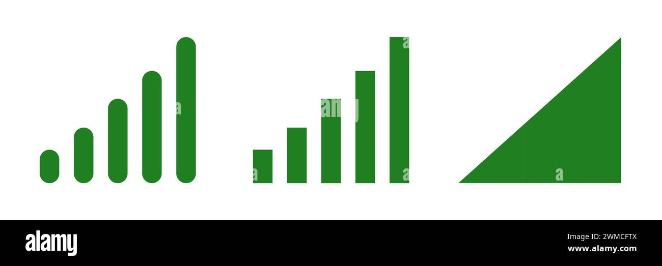 Set of communication signal strength icons. Cellular reception symbols ...