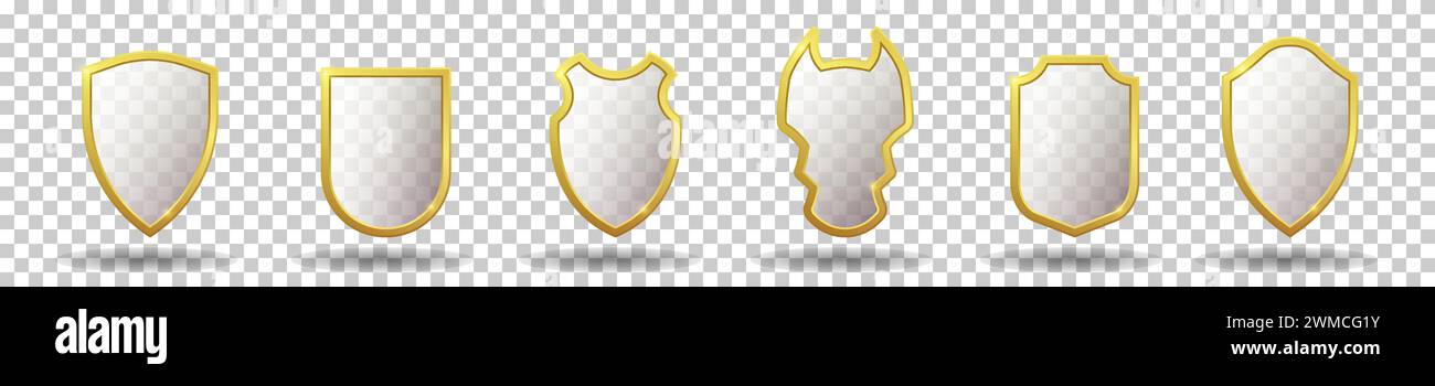 Glass and glossy sign trophy medal collection. Vector illustration. Set ...