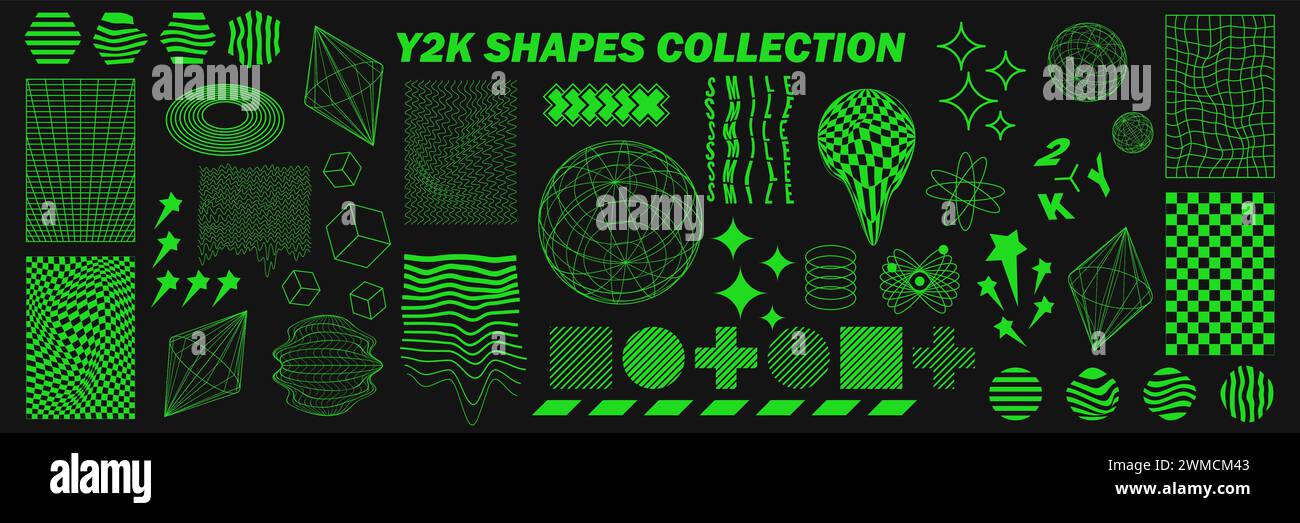 Abstract geometry wireframe shapes and patterns, cyberpunk elements ...