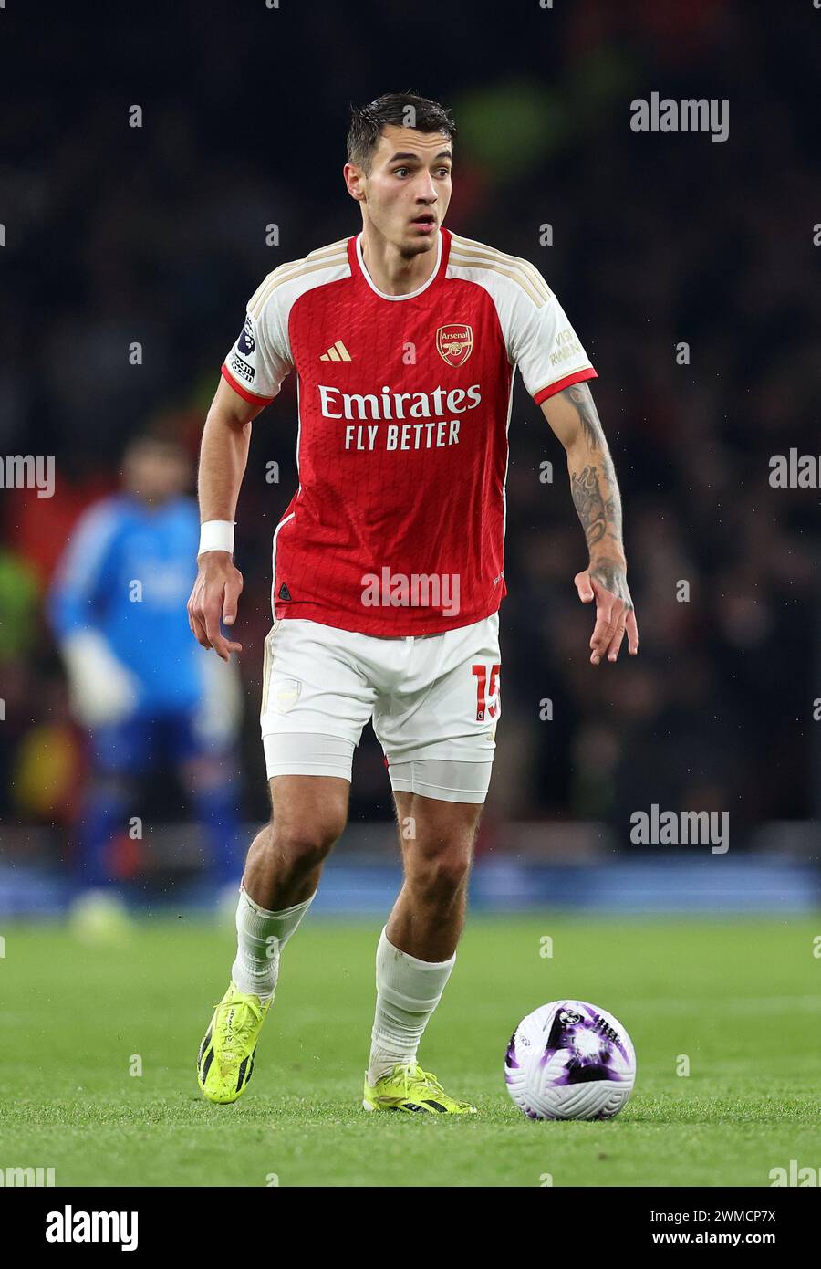 London, UK. 24th Feb, 2024. Jakub Kiwior of Arsenal during the Premier ...