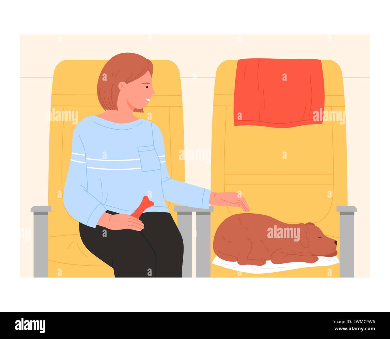 Passenger sitting near the pet. Travelling with dog on board cartoon ...