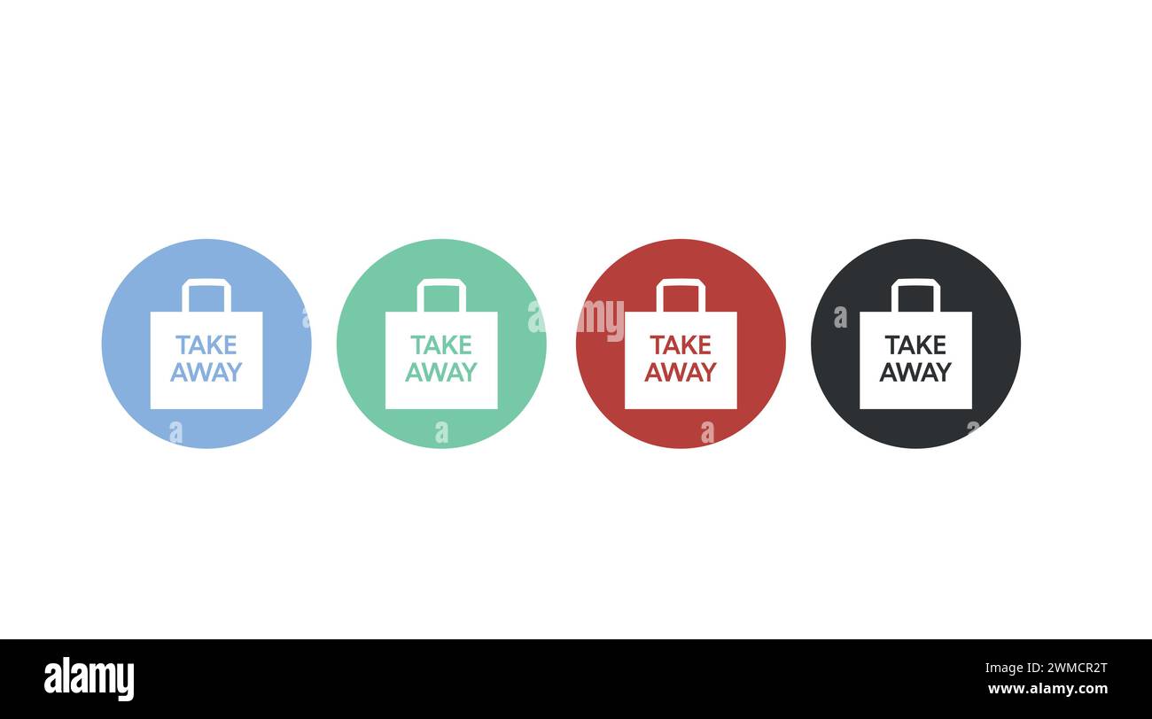 Take Away Icon Set. Vector isolated flat editable set of take away bags illustrations Stock ...
