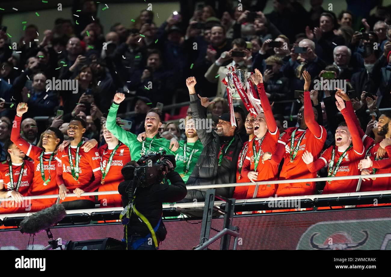 Liverpools Virgil Van Dijk Lifts The Trophy After Winning The Carabao