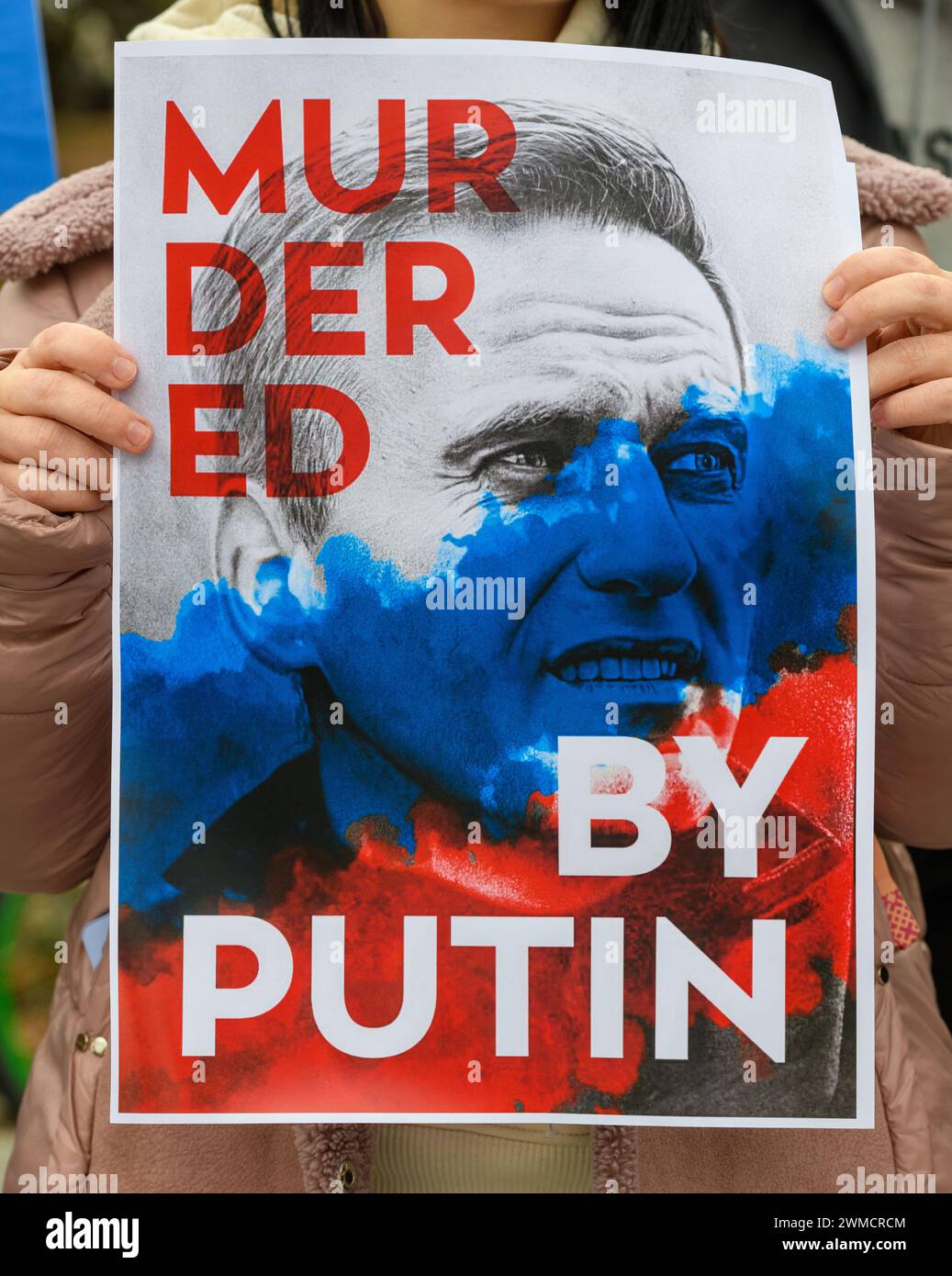 Seoul, South Korea. 25th Feb, 2024. A Russian holds a sign protesting ...