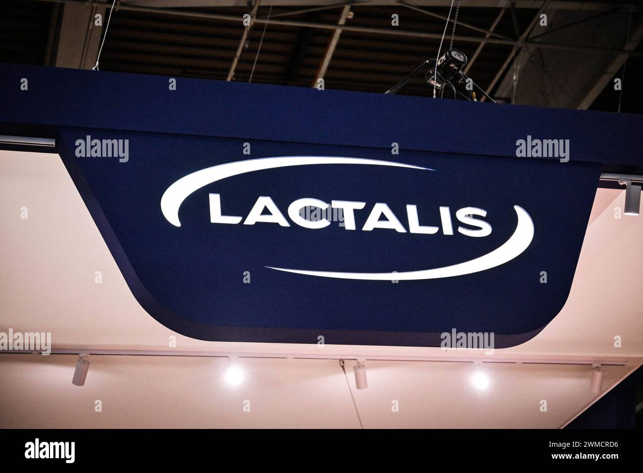 Paris, France. 25th Feb, 2024. Illustration of the logo LACTALIS during the 60th edition of the ...