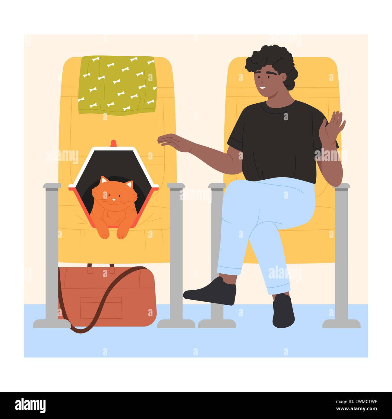 Passenger travelling together with cat. Travel with pet on board ...