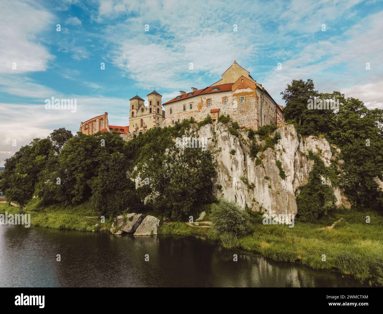 Aerial view of Benedictine abbey of Saints Peter and Paul in Tyniec ...