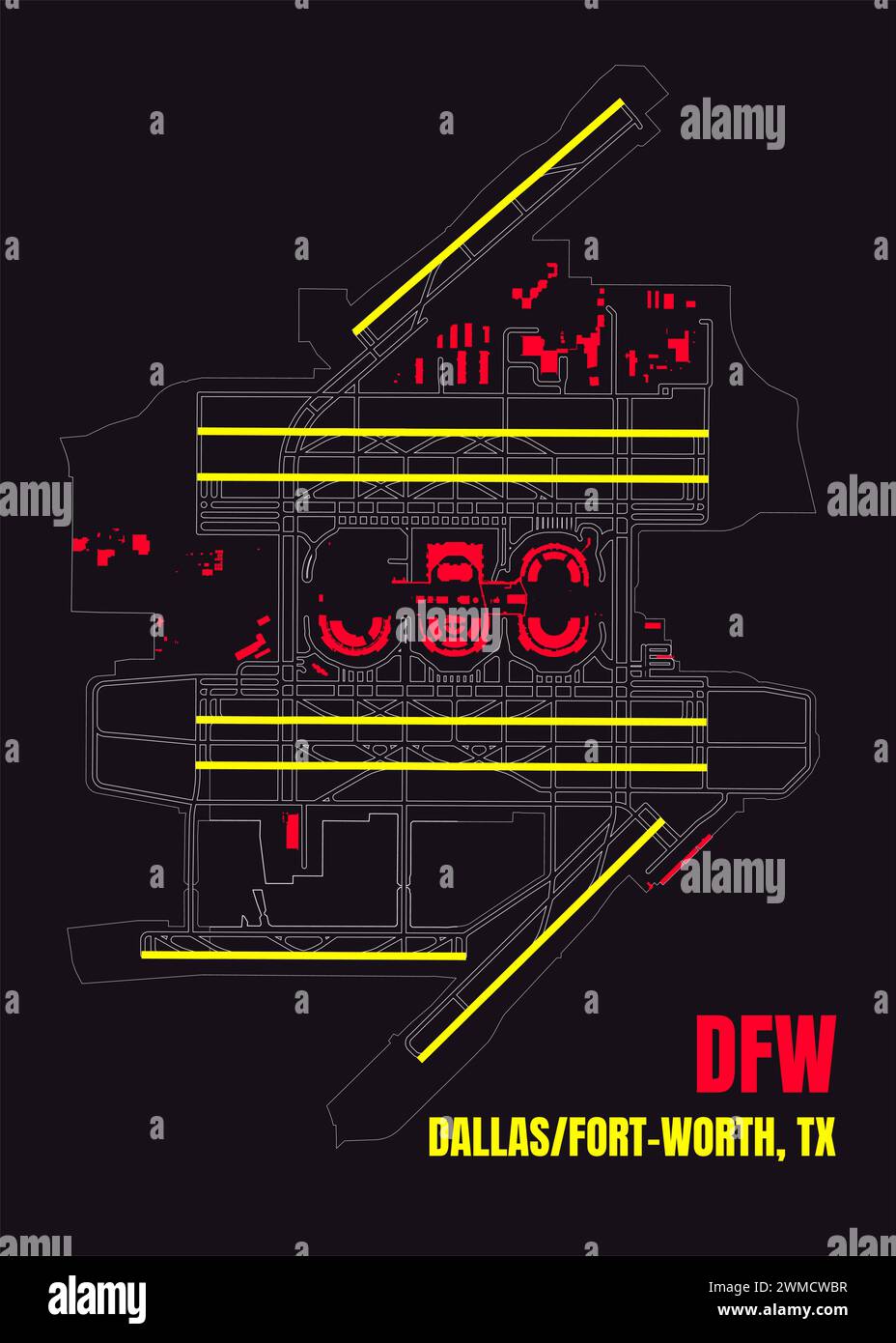 Dallas Fort Worth International Airport map art Stock Vector Image ... Dallas Fort Worth International Airport map art Stock Vector Image ...