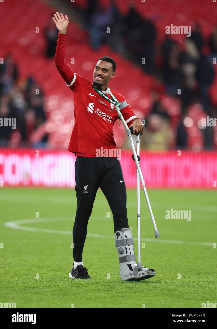 London, UK. 25th Feb, 2024. Ryan Gravenberch of Liverpool who was ...