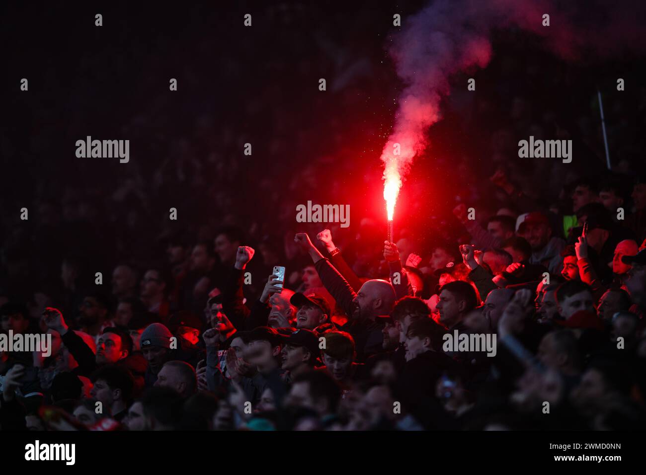 Liverpool fans light flares hi-res stock photography and images - Alamy