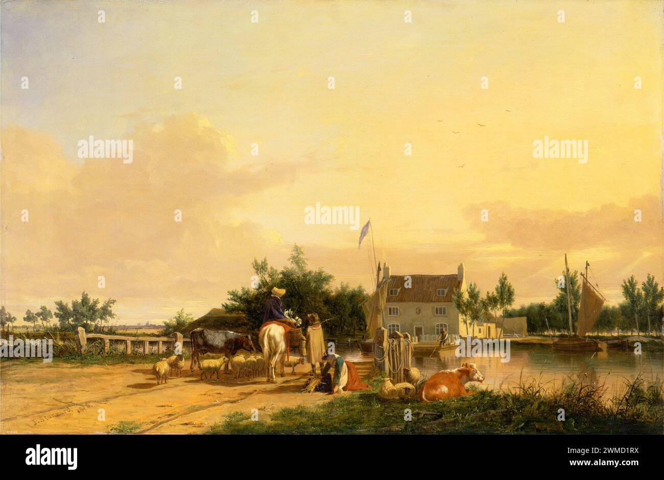 Buckenham Ferry, on the River Yare, Norfolk. Joseph Stannard. 1826 ...
