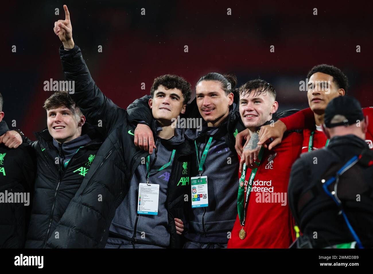 LONDON, UK - 25th Feb 2024: Darwin Nunez of Liverpool joins in his ...