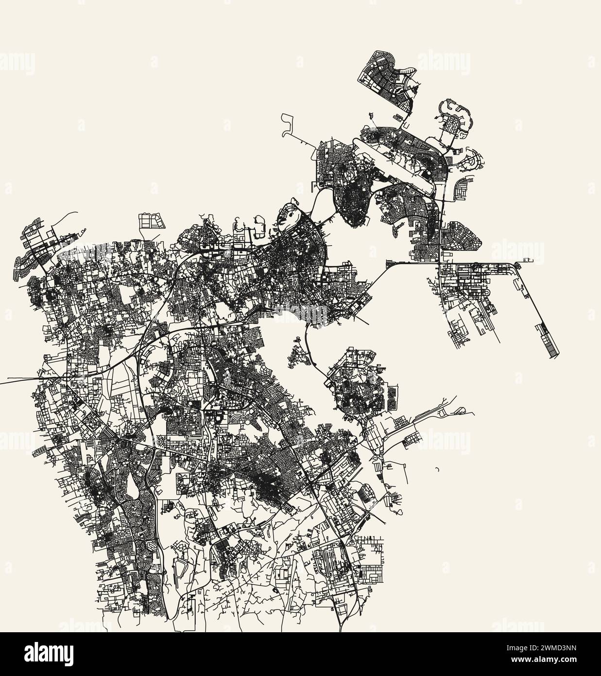 Vector city road map of Manama Bahrain Stock Vector Image & Art - Alamy