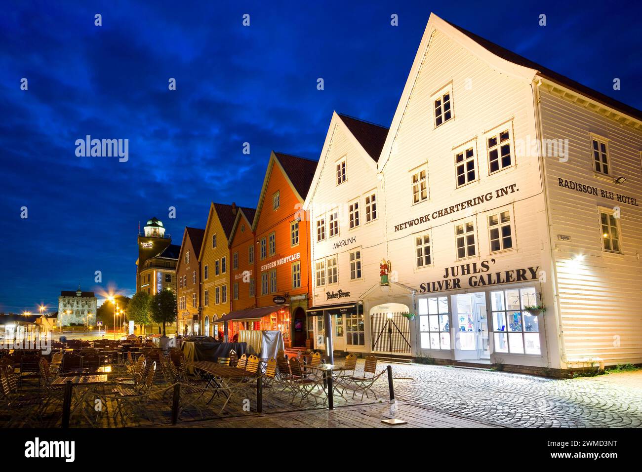 Hanseatic buildings of Bryggen - historic harbour district in Bergen ...