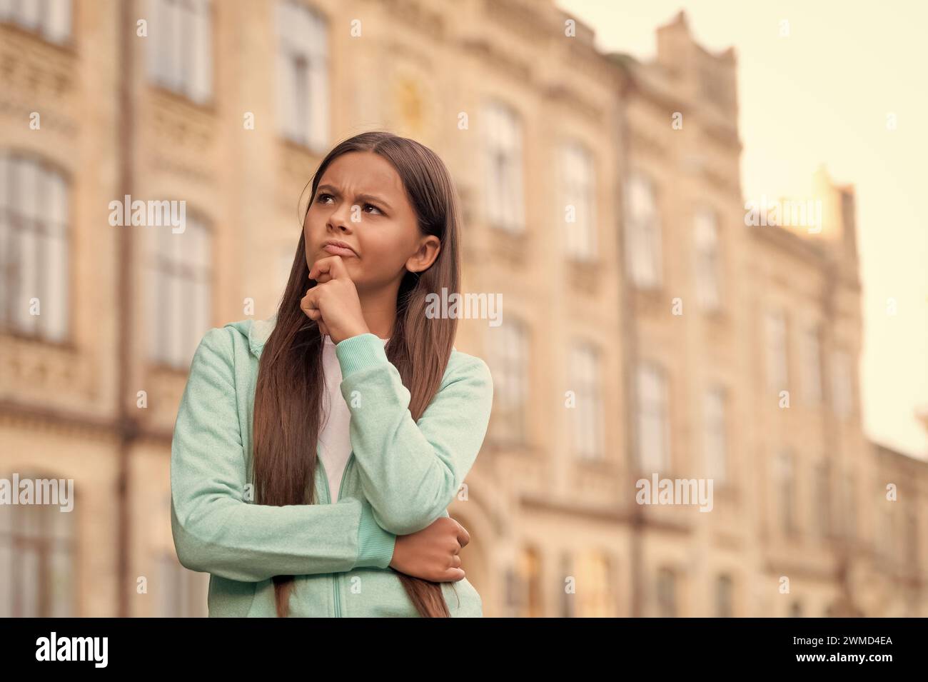 photo of pondering teen girl childhood portrait. teen girl childhood ...
