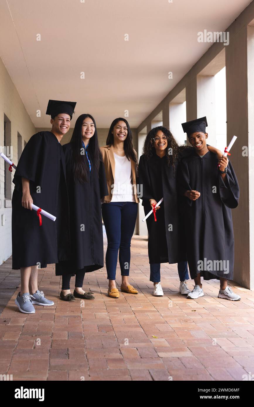 Diverse group of graduates celebrate their achievement Stock Photo - Alamy