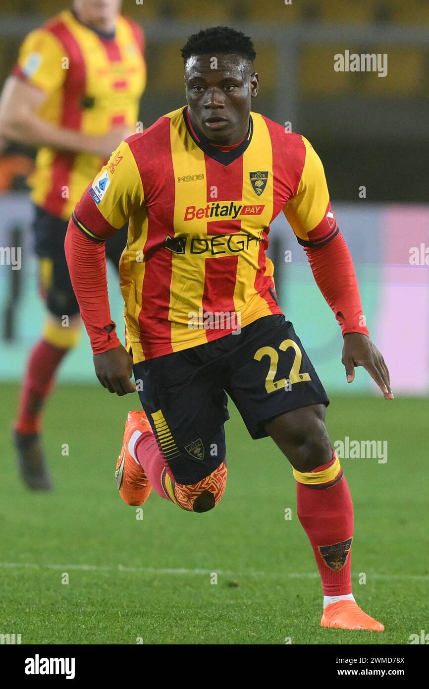 Lecce, Italy, 25 February, 2024 Lameck Banda of US Lecce during the ...