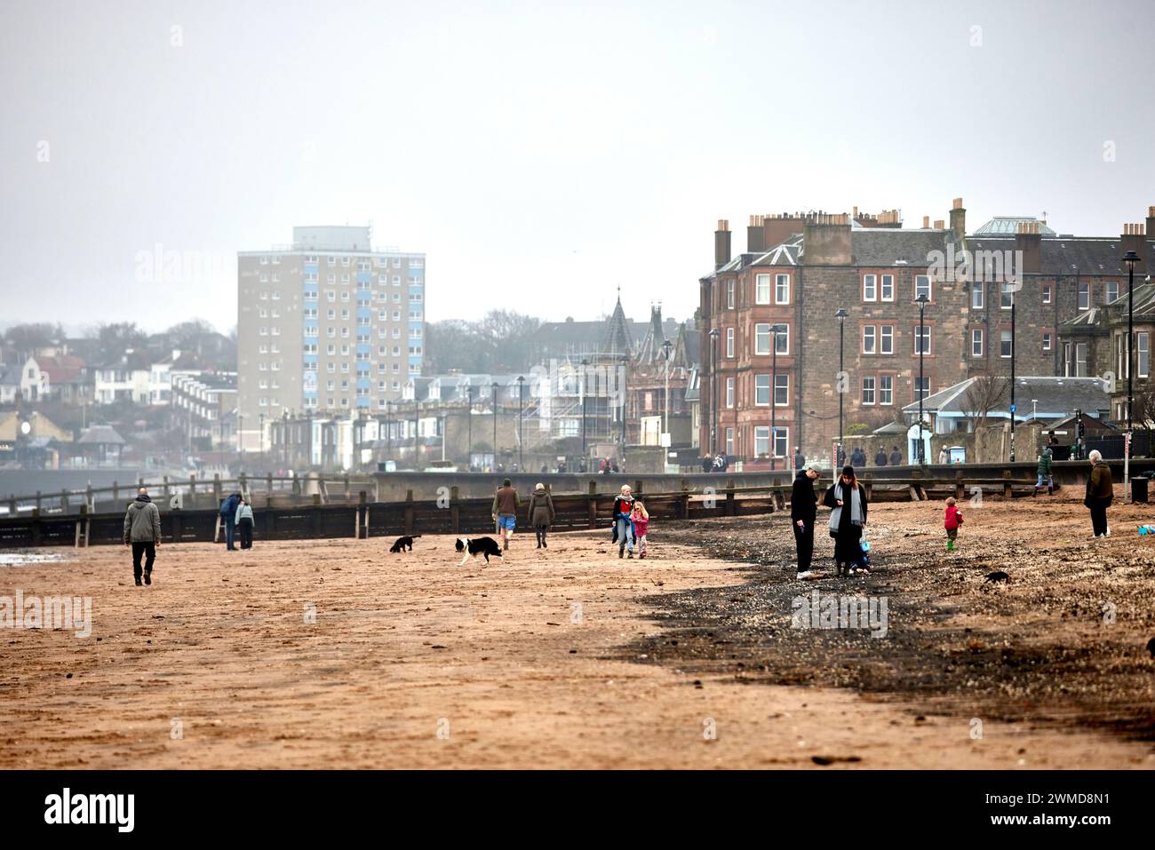 Sand and beach, Portobello coastal suburb of Edinburgh, Scotland Stock ...