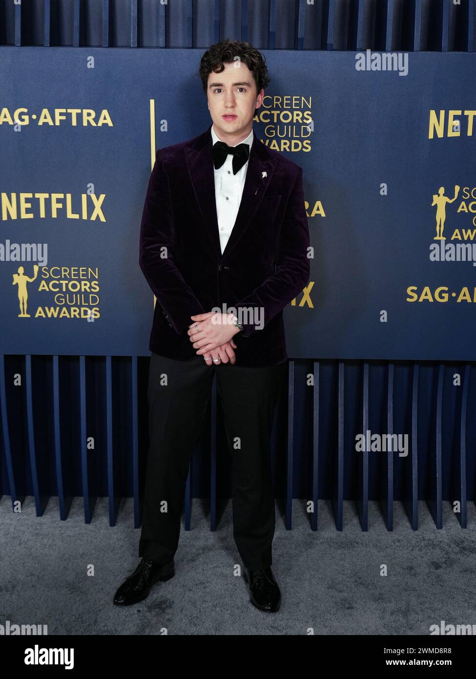 Los Angeles, USA. 24th Feb, 2024. Charlie Hiscock walking on the red ...