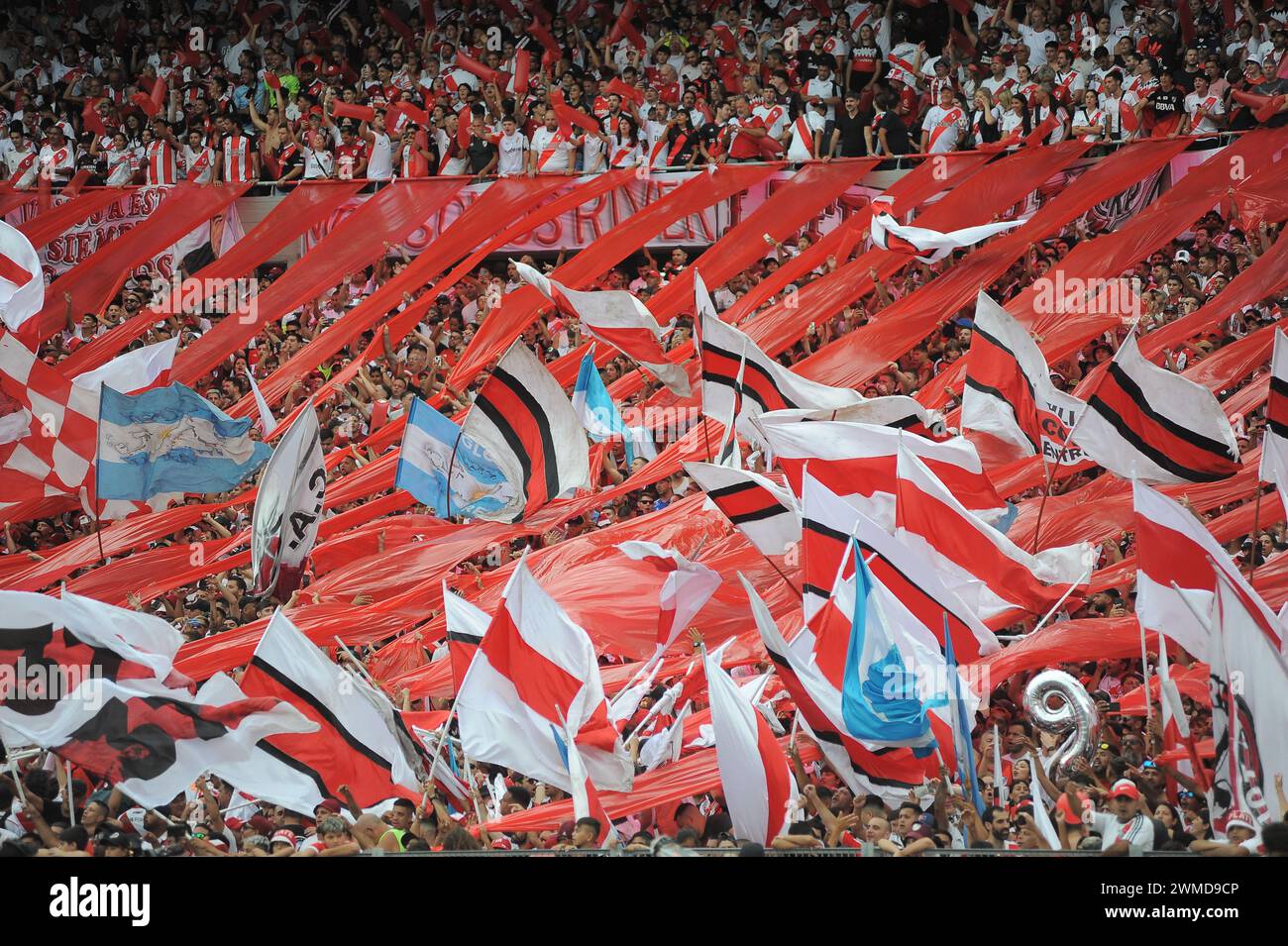 Buenos Aires, Argentina, 25th February 2024. River Plate fans during ...