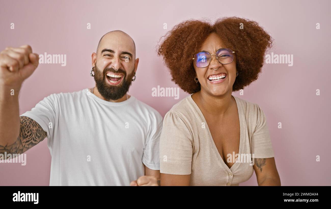 Joyous beautiful couple celebrating hi-res stock photography and images ...