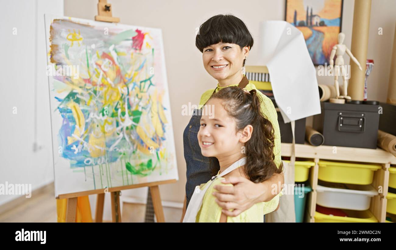 In the heart of the art studio, a confident teacher artist and a ...