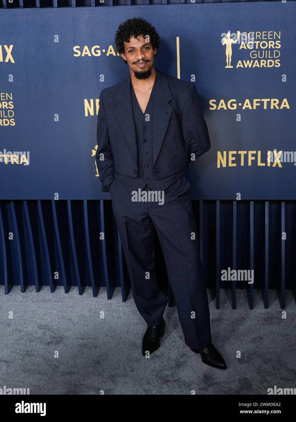 Los Angeles, USA. 24th Feb, 2024. Moe Hashim walking on the red carpet ...