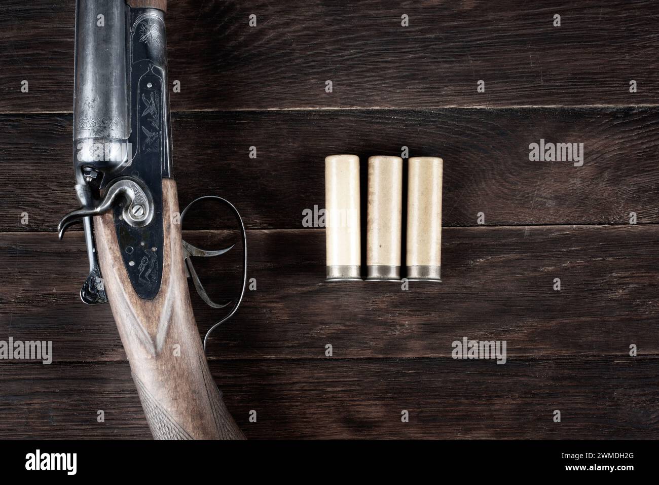 12 gauge break action smooth-bored shotgun with paper cartridges on ...