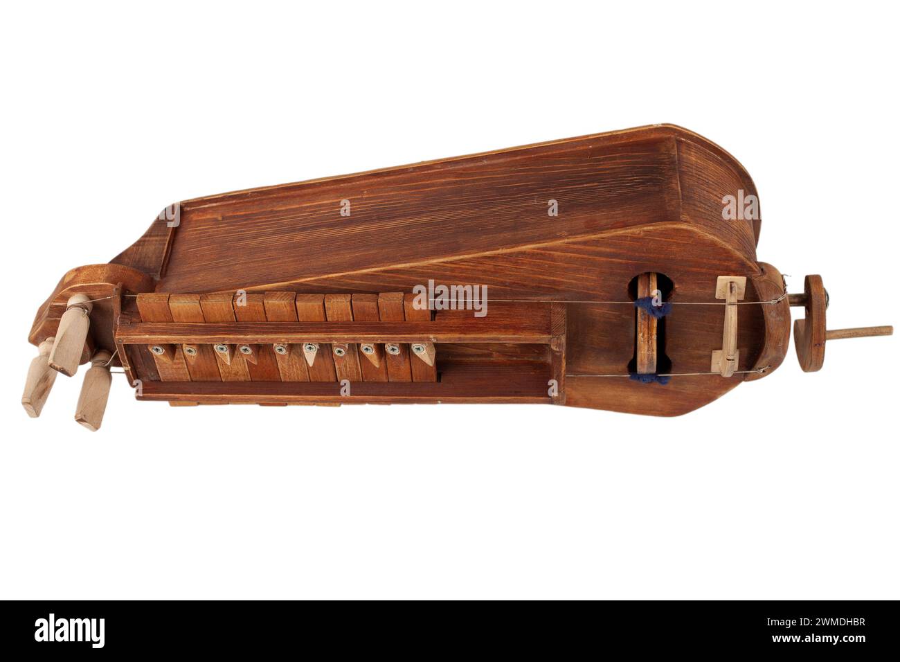 The Hurdy gurdy, stringed musical instrument. Isolated on white ...