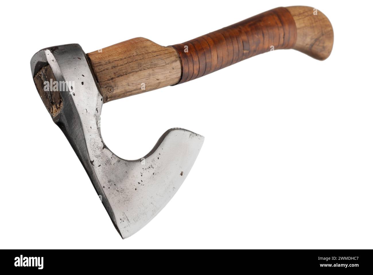 battle axe with wooden handle on white background Stock Photo - Alamy