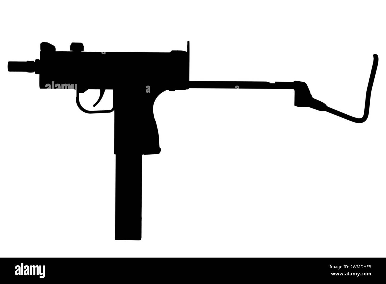 Submachine gun M10 black silhouette Stock Photo - Alamy