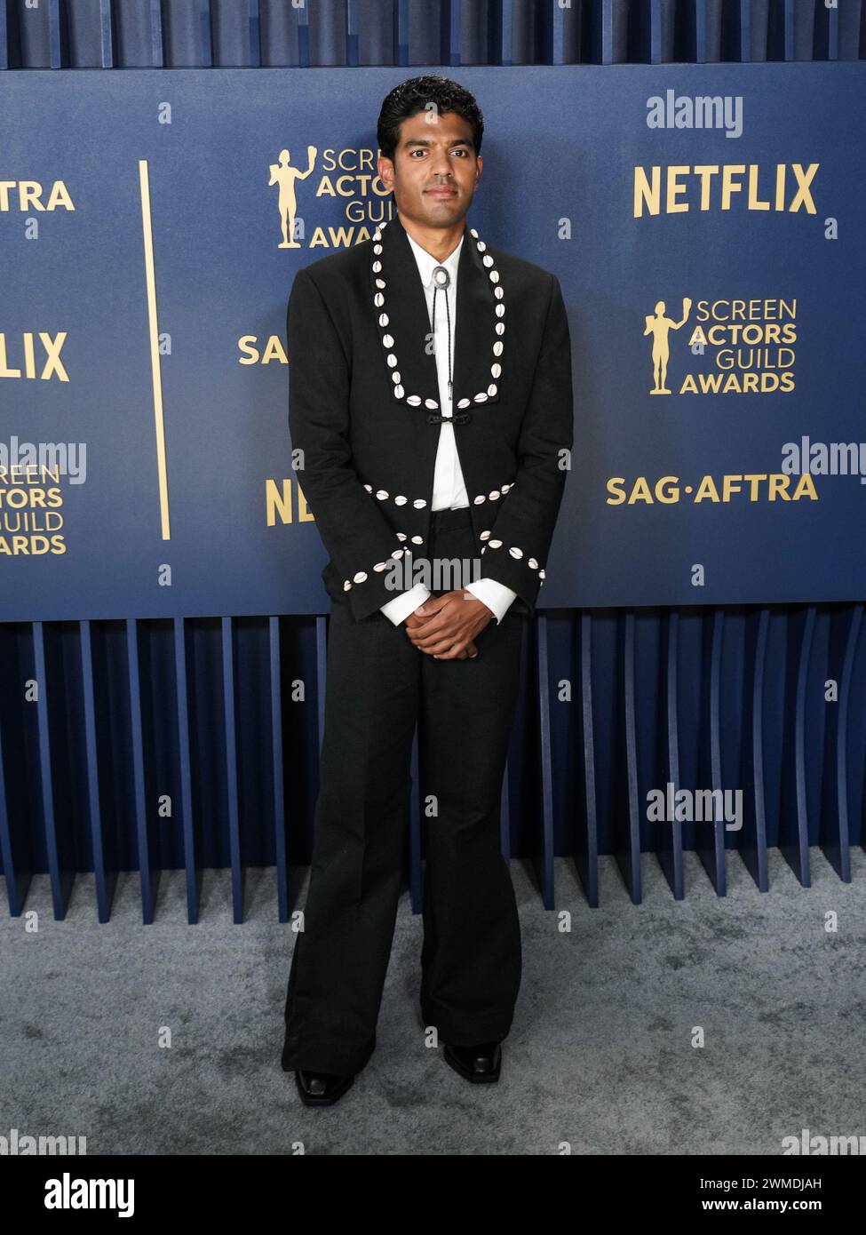 Los Angeles, USA. 24th Feb, 2024. Theo Iyer walking on the red carpet ...