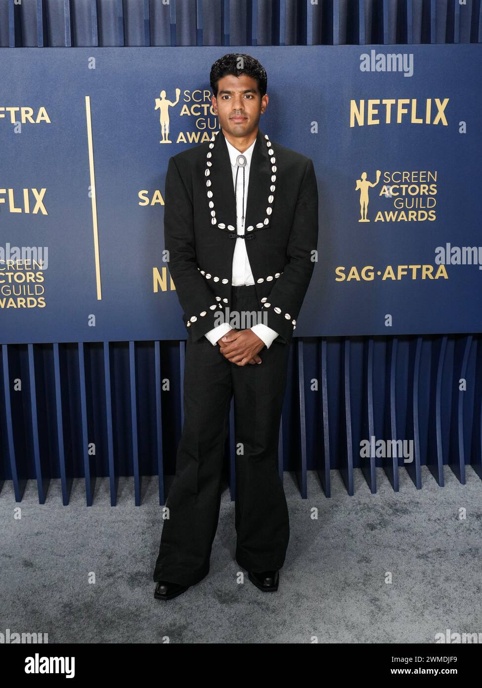 Los Angeles, USA. 24th Feb, 2024. Theo Iyer walking on the red carpet ...