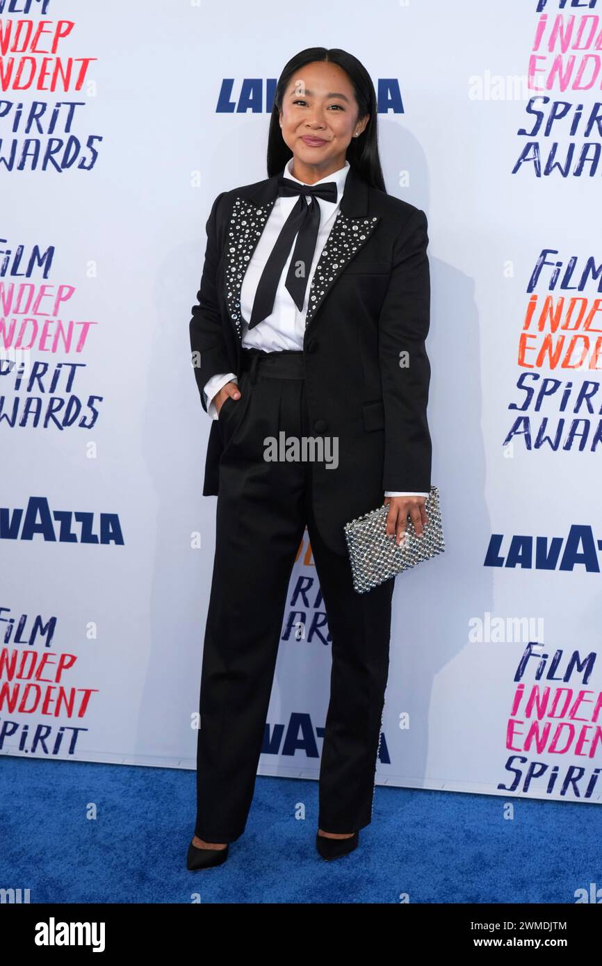 Stephanie Hsu arrives at the Film Independent Spirit Awards on Sunday ...