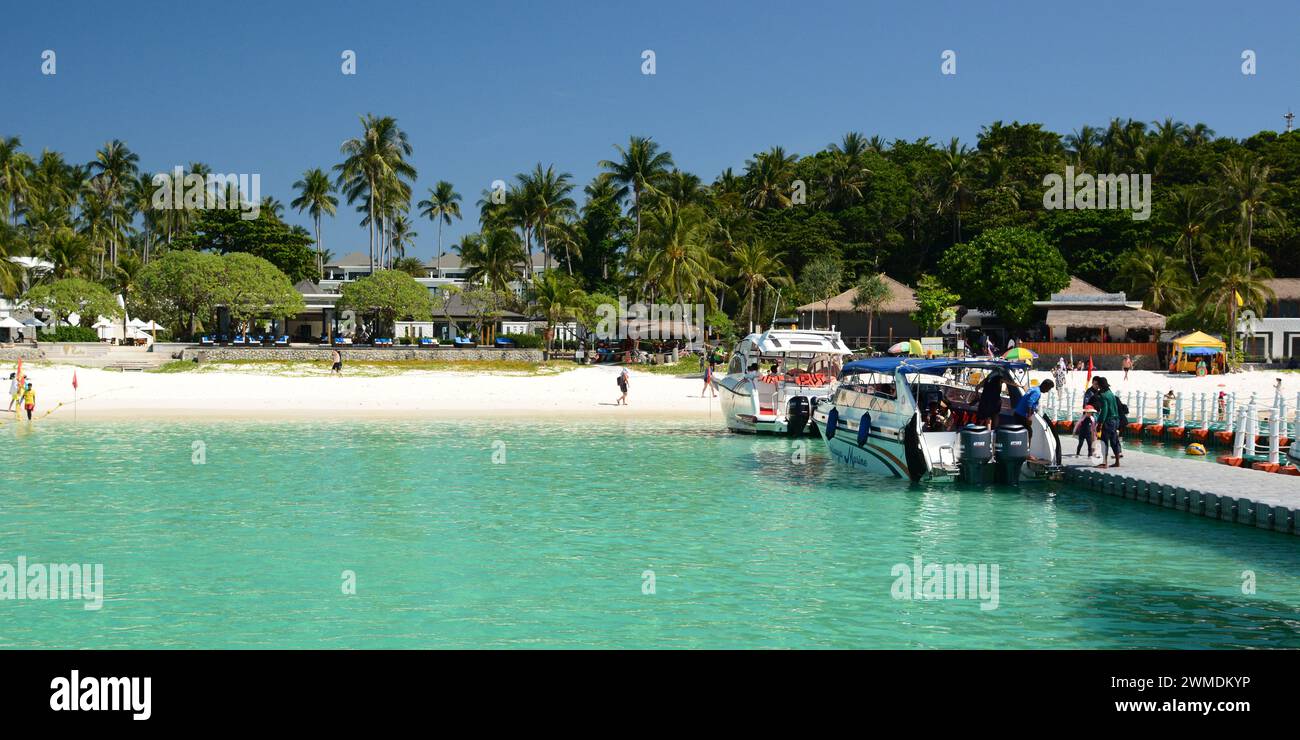 Siam Bay beach pier. Ko Racha Yai. Phuket province. Thailand Stock ...