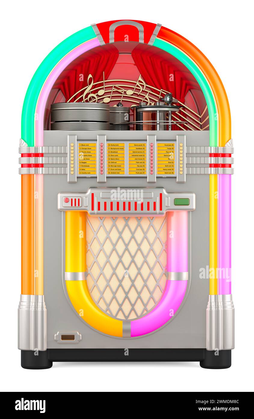 Retro jukebox, front view. 3D rendering isolated on white background ...