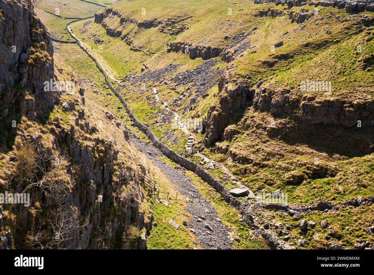 The dry valley of Watlowes leading to Malham Cove in the Yorkshire ...