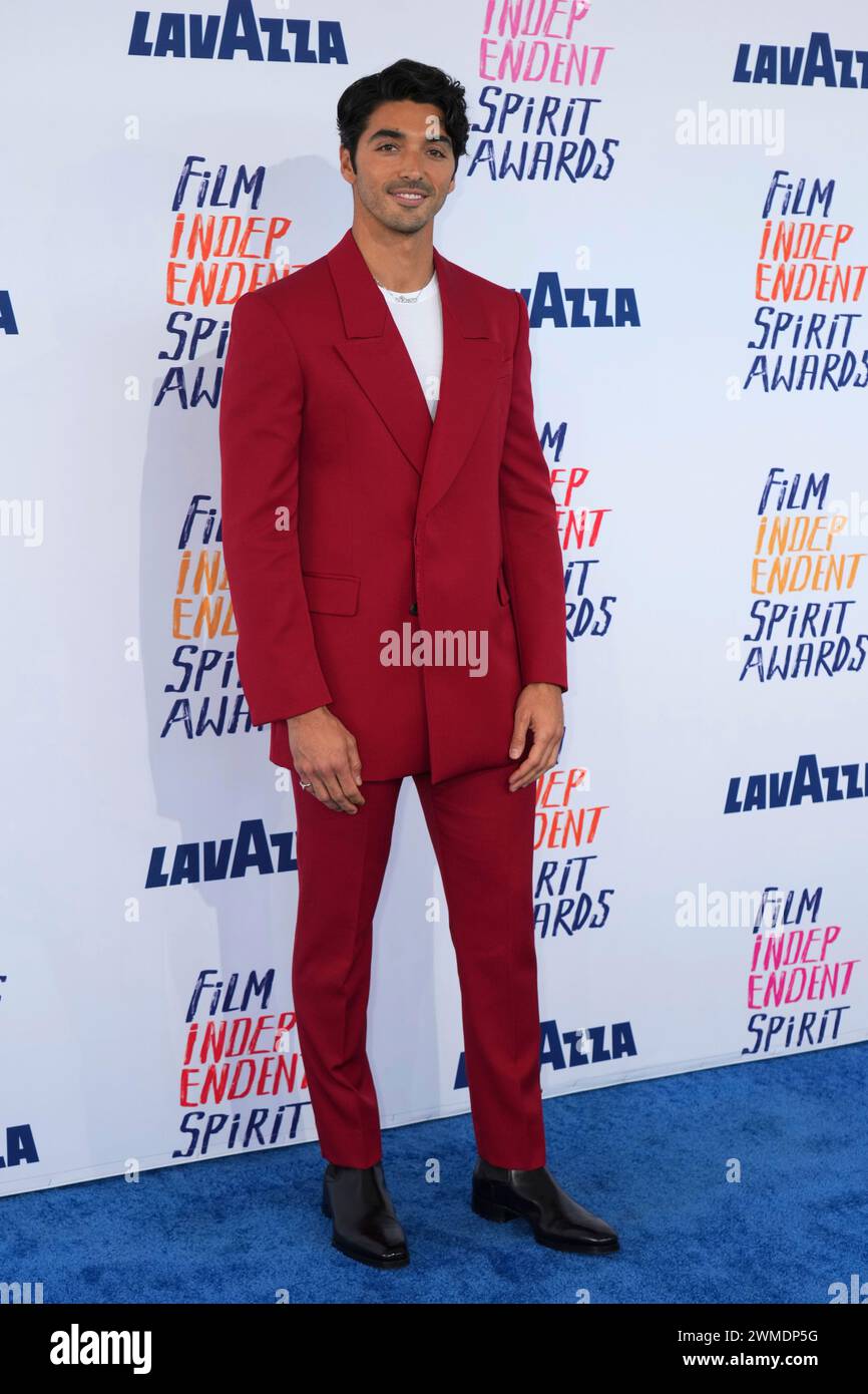 Taylor Zakhar Perez arrives at the Film Independent Spirit Awards on Sunday, Feb. 25, 2024, in ...