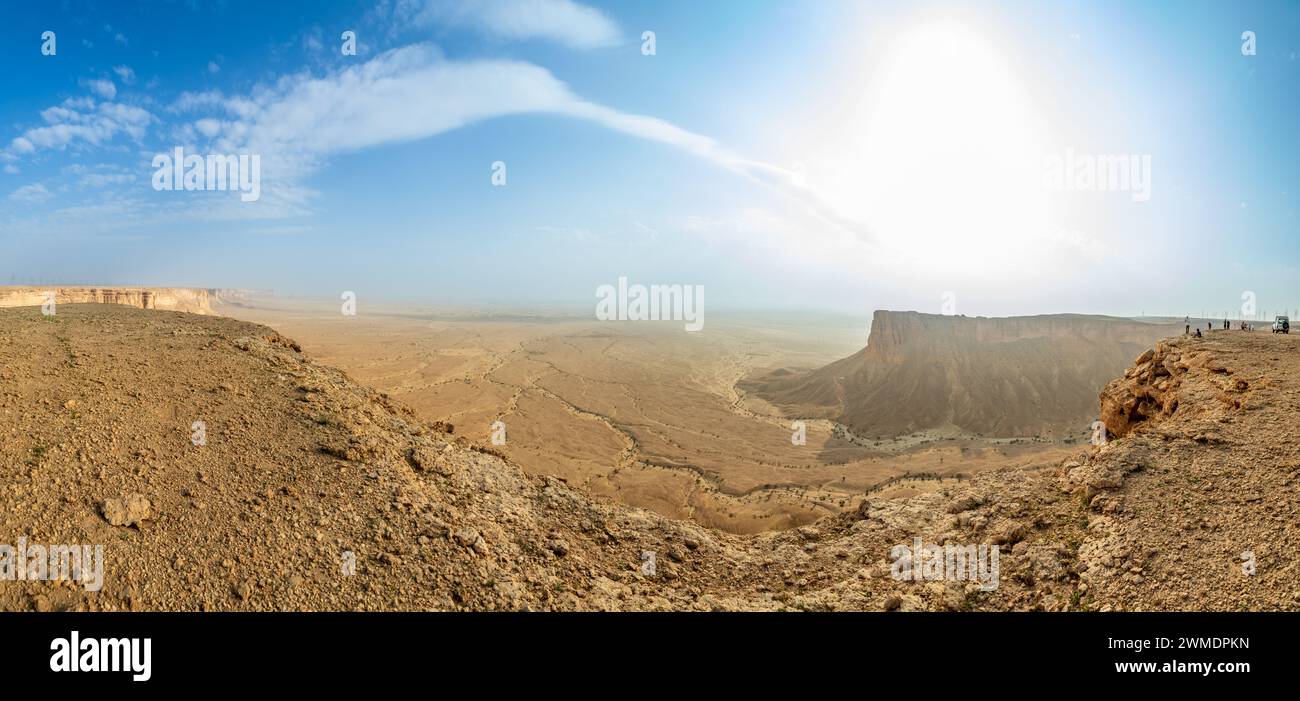 The Jabal Tuwaiq Mountains, with arid desert below, landscape panorama ...