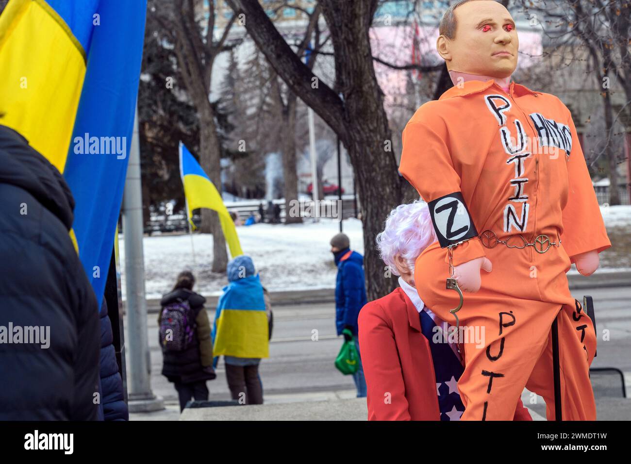 Effigy of Putin, and Uncle Sam USA marking the two year Russian ...
